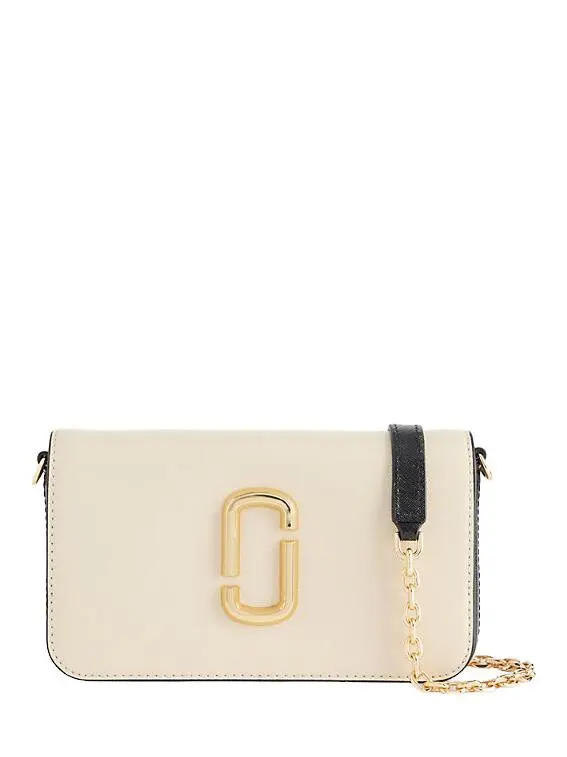 Marc Jacobs Snapshot Leather Wallet-on-chain - Cloud White Multi