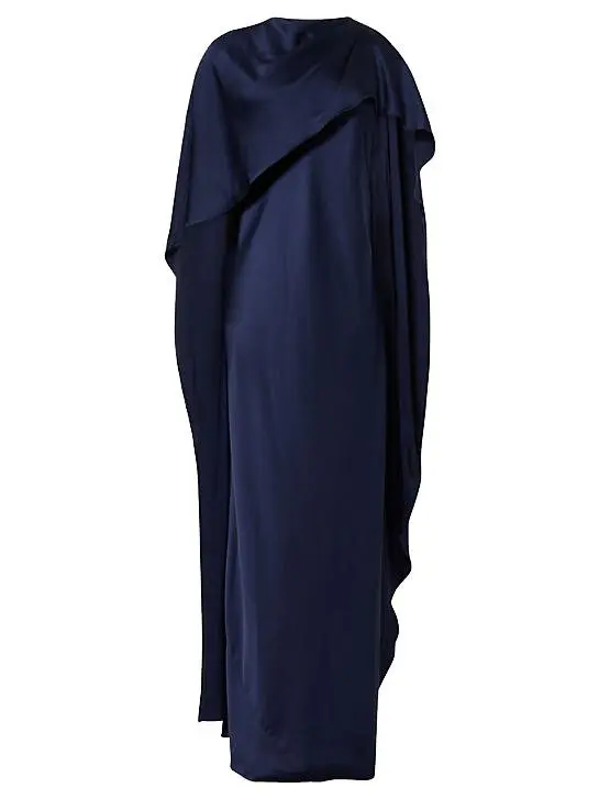 Simkhai Izel Cape Satin Maxi Dress - Midnight