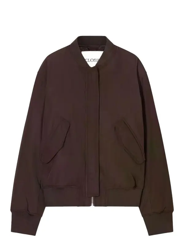 Closed Logo Patch Bomber Jacket - Brown