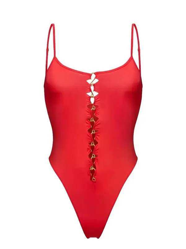 KOROBEYNIKOV Bodysuit With Pierced Detailing - Red
