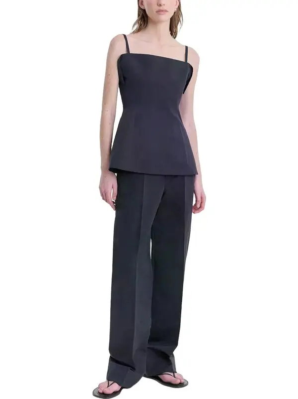 FFORME Square-neck Spaghetti Strap Top - Grey