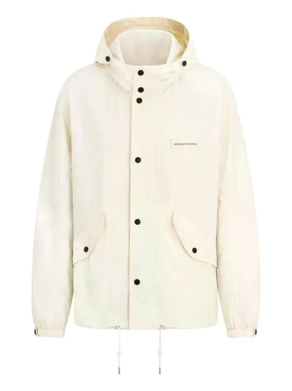 Armani Exchange Crinkled Logo Patch Parka - Neutrals