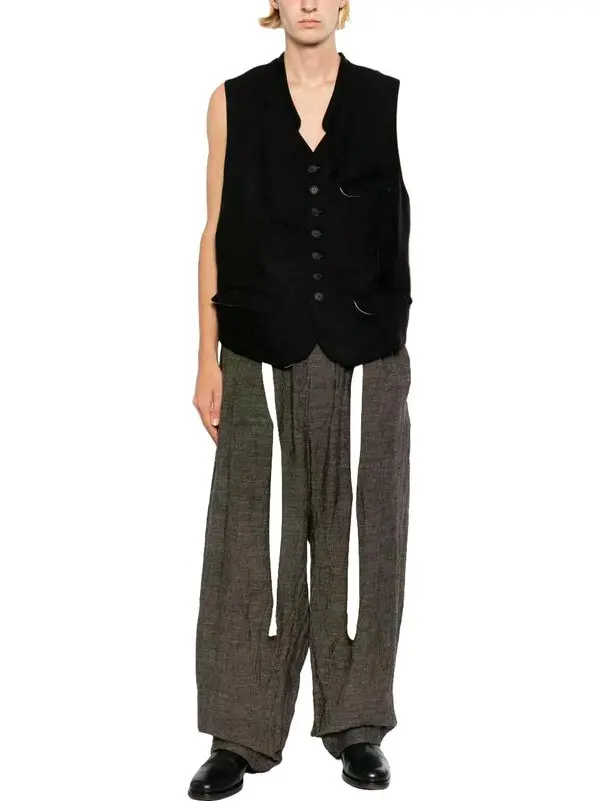 KLASICA Linen Drawstring Waist Trousers - Brown