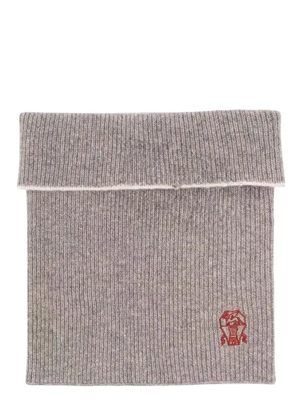 Brunello Cucinelli Ribbed-knit Embroidered Snood - Grey