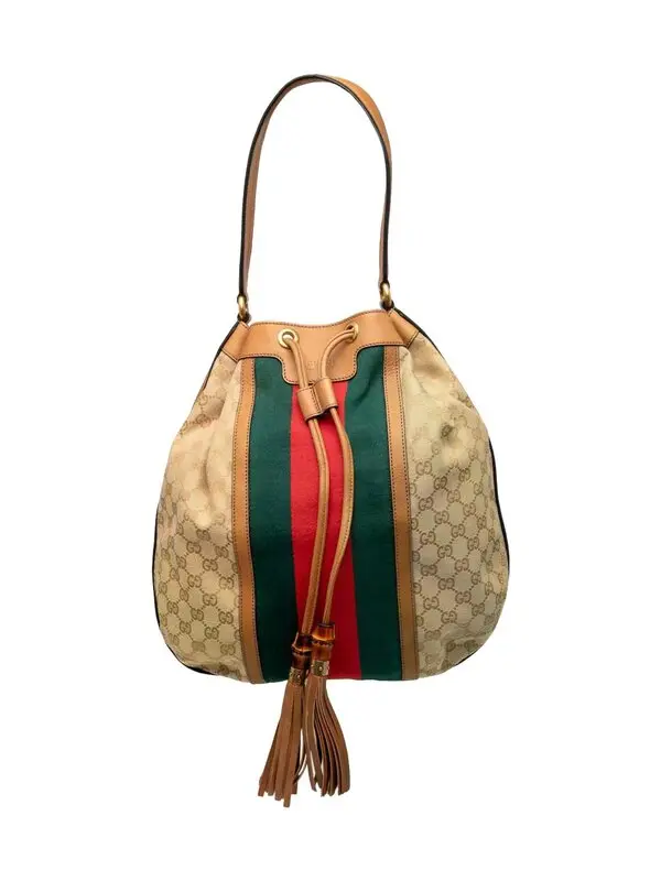 Gucci Gg Canvas Web Rania Drawstring Hobo Bag - Neutrals