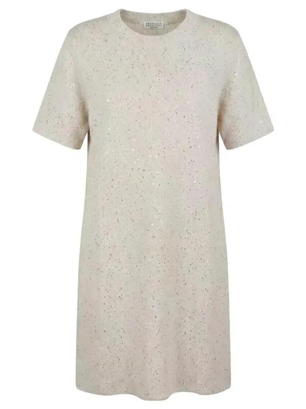 Brunello Cucinelli Sequin-embellished Knitted Dress - Neutrals