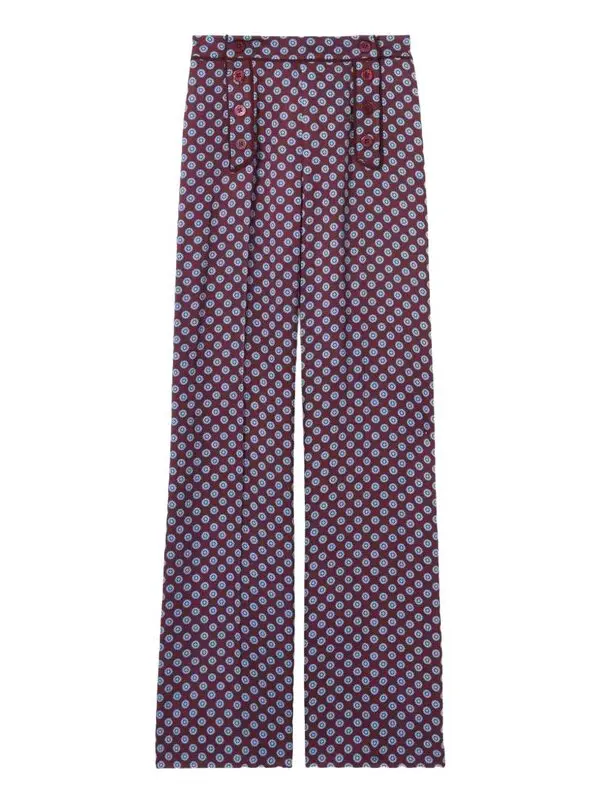 Claudie Pierlot Printed Satin Sailor Trousers - Red