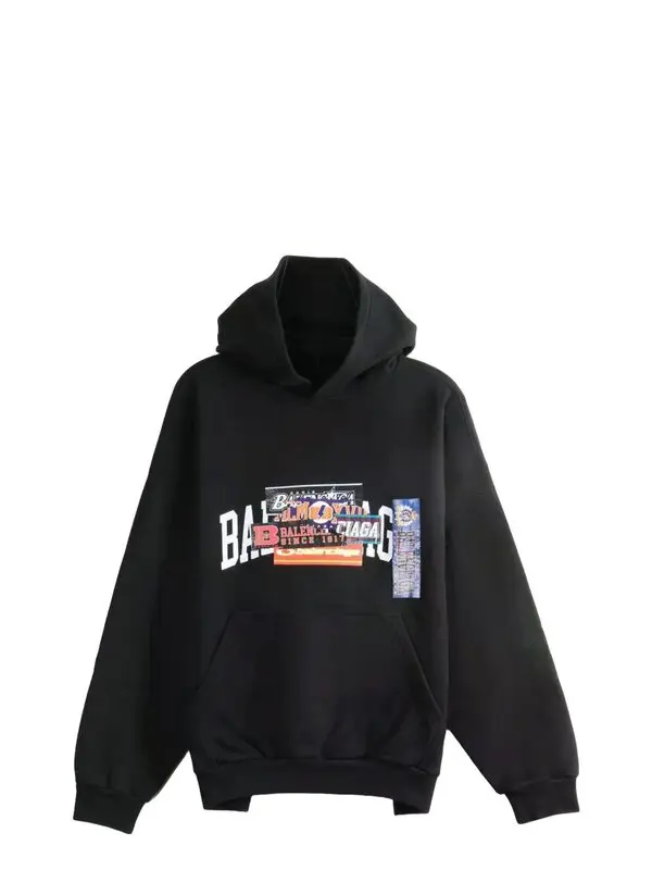 Balenciaga Logo-print Cotton Hoodie - Black