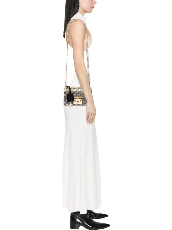 Gucci Small Gg Supreme Bee Padlock Crossbody Bag - Black
