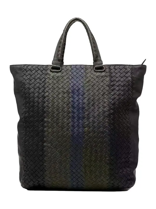 Bottega Veneta Tricolor Nappa Intrecciato Convertible Tote Satchel - Black