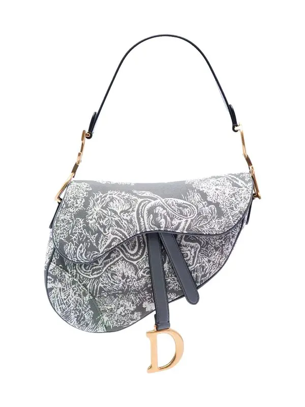 Dior 2021 Reverse Toile De Jouy Saddle Bag - Grey