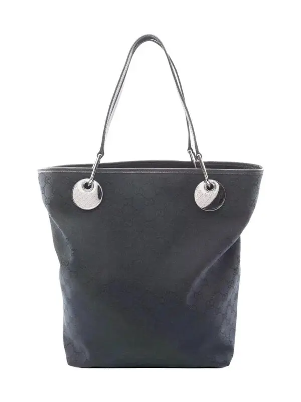 Gucci Gg Canvas Leather Tote Bag - Blue