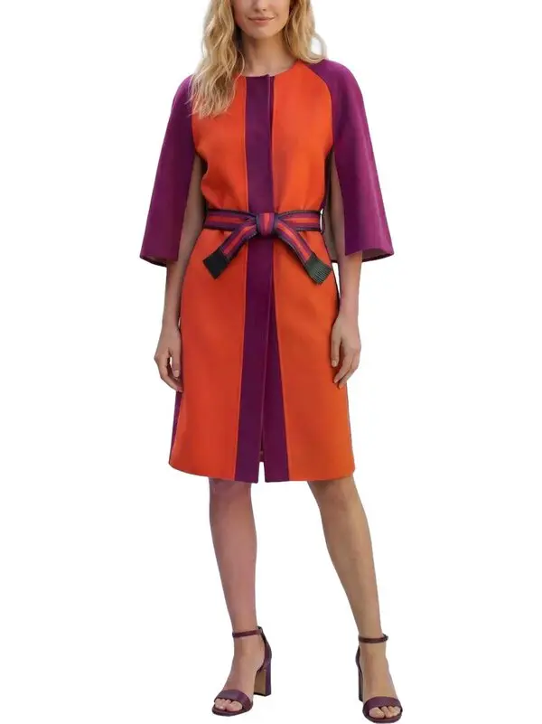 Fendi Belted Cape-sleeve Coat - Orange