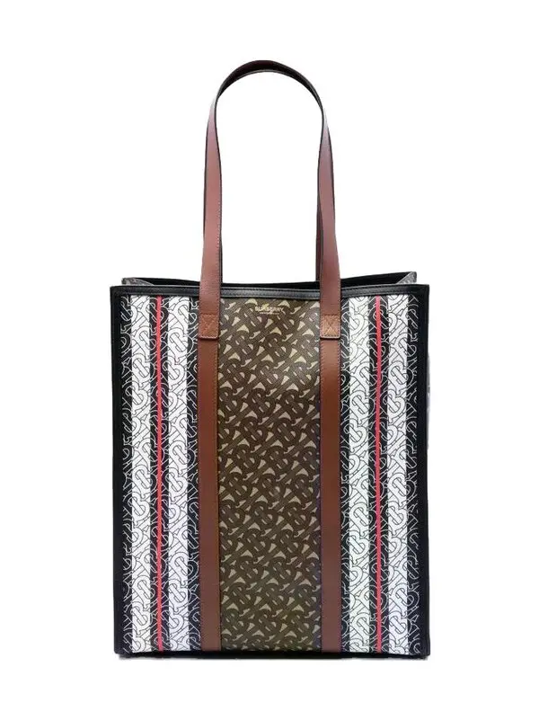Burberry E-canvas Stripe Vertical Tote Bag - Brown