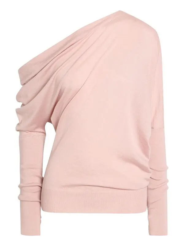 TOM FORD One-shoulder Draped Sweater - Blush