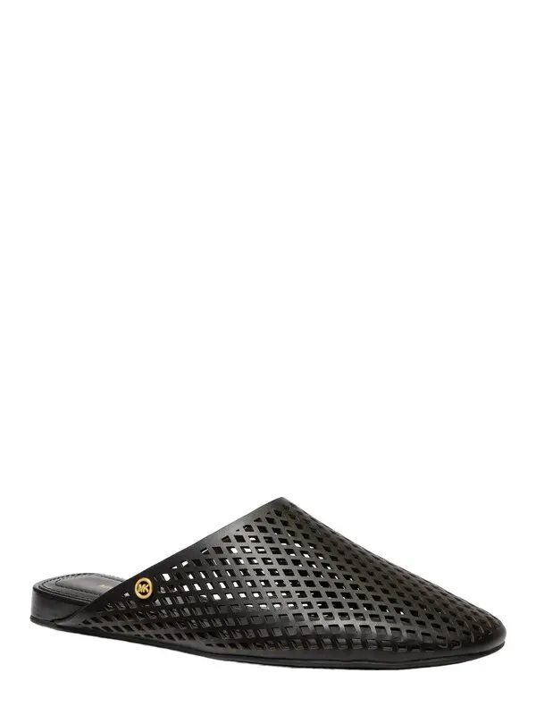 Michael Kors Cady Perforated Leather Mule In Size By - Black