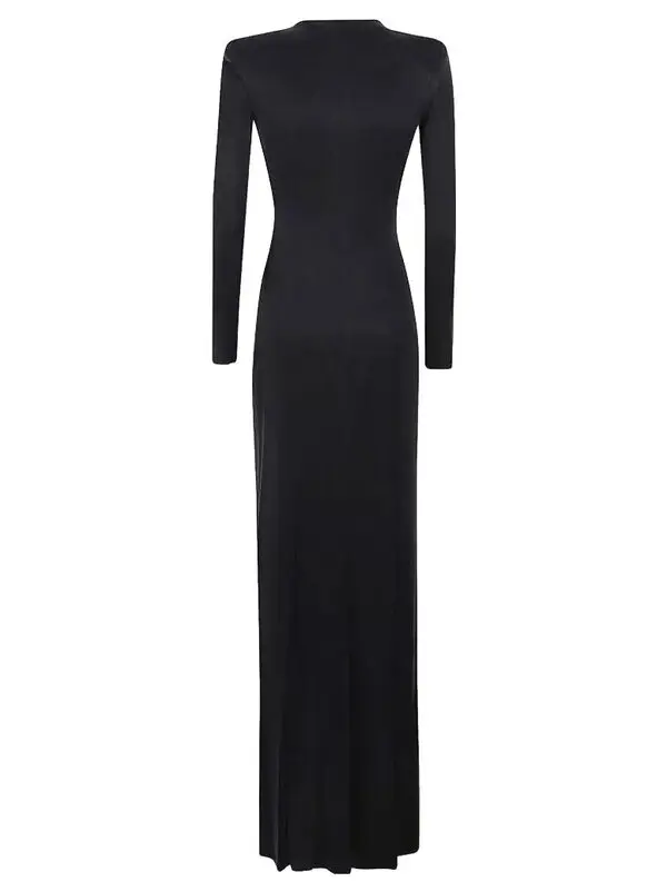 Elisabetta Franchi Gathered Maxi Dress With Gold-tone Hardware - Black