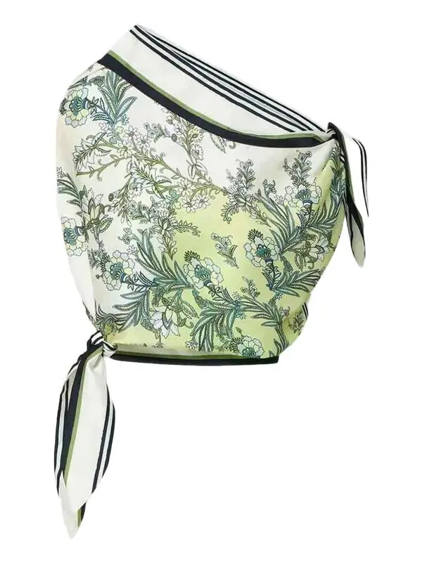 Veronica Beard Floral Print One-shoulder Top - Green