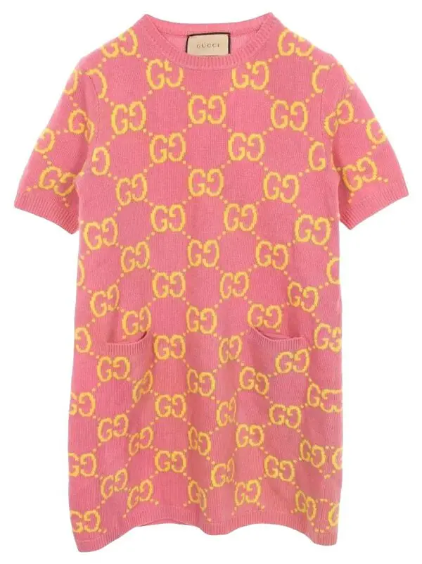 Gucci Gg Jacquard Mini Dress - Pink