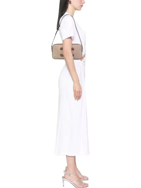 Celine Canvas And Calfskin Triomphe Camera Shoulder Bag - Neutrals