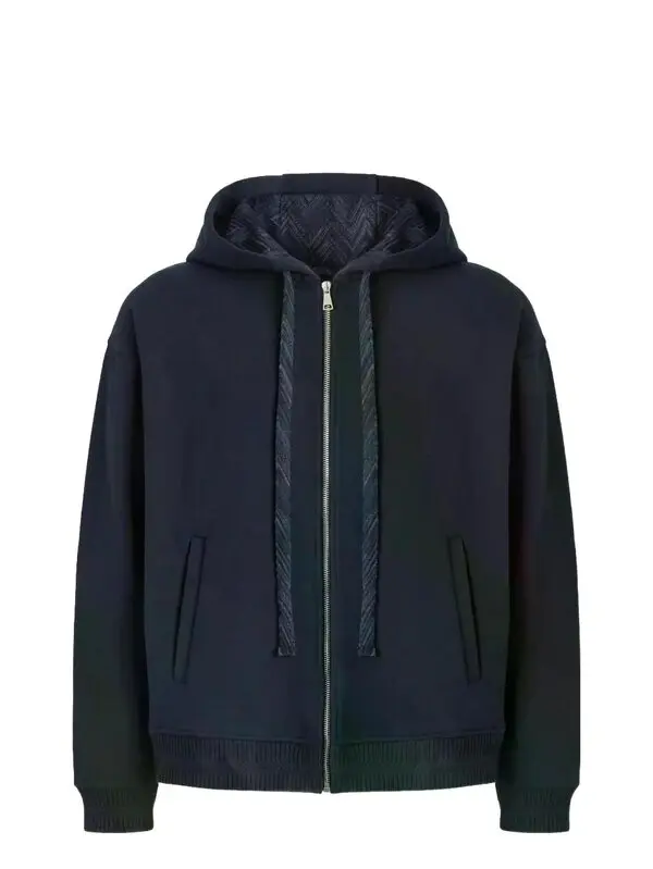 Missoni Zigzag-lining Zip-up Hoodie - Blue