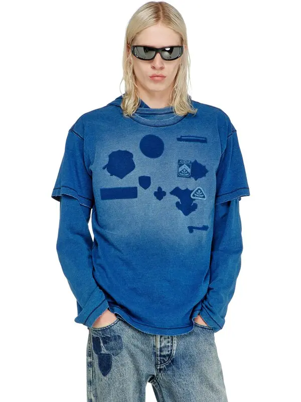 DIESEL® T-shirt With Shadow-effect Patches - Blue