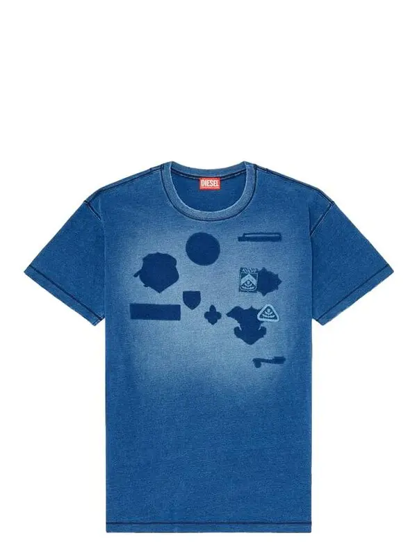 DIESEL® T-shirt With Shadow-effect Patches - Blue