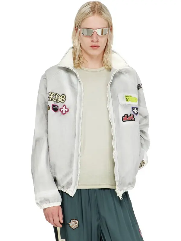 DIESEL® Windbreaker With Trompe L'oeil Patches - Grey