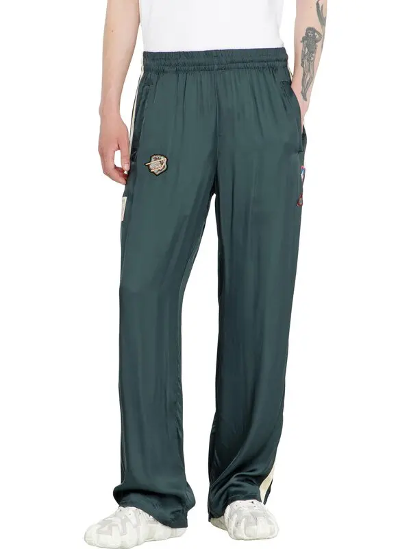 DIESEL® Satin Track Pants With Patches - Green