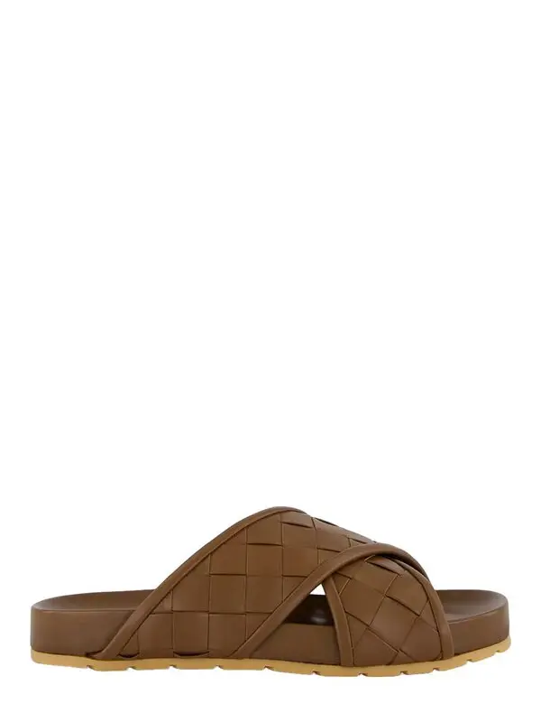 Bottega Veneta Tarik City Leather Sandals - Brown