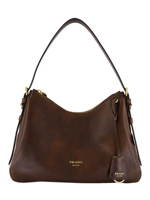 Prada Cocoa Leather Shoulder Bag - Brown