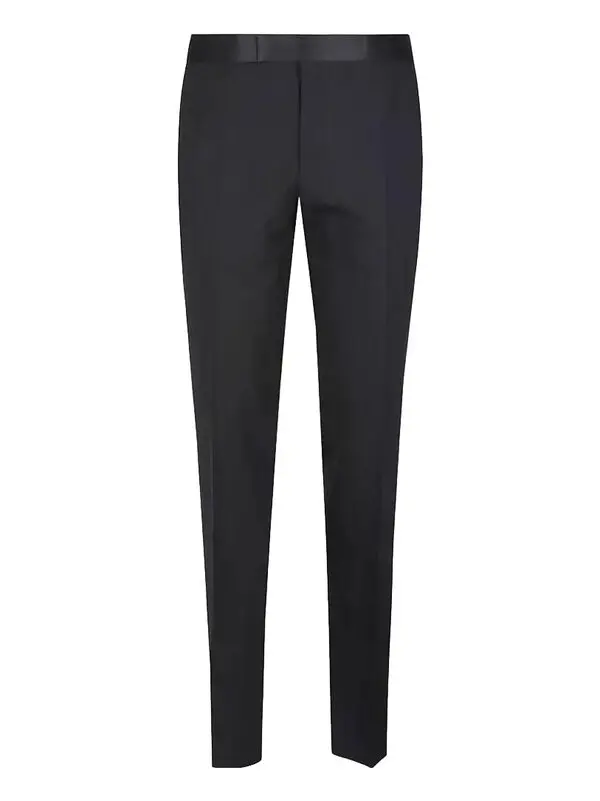 LARDINI Satin-trim Wool Trousers - Black