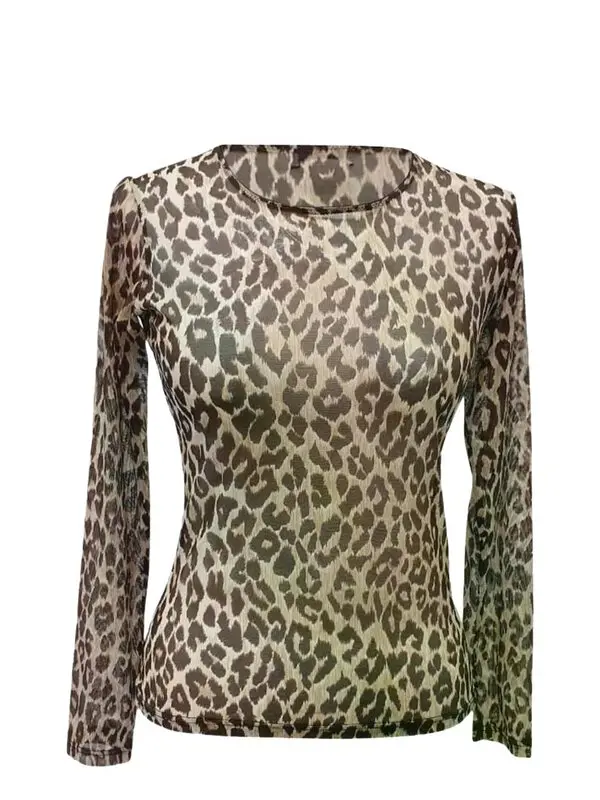 Dolce & Gabbana Leopard Print Long Sleeve Top - Brown