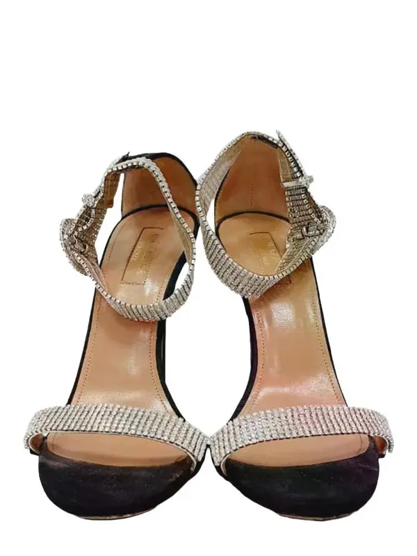 AQUAZZURA Suede Crystal-embellished Sandals - Silver
