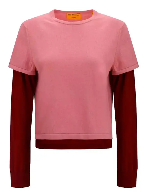 Guest In Residence Layered-effect Fine-knit T-shirt - Pink