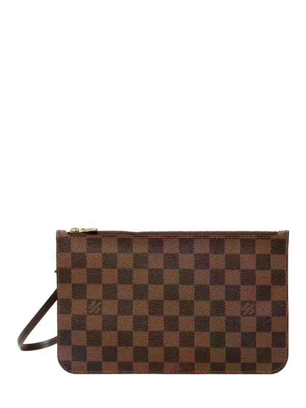 LOUIS VUITTON Damier Ebene Neverfull Pochette Clutch Bag - Brown