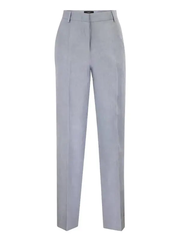 Max Mara Linen Pressed Crease Trousers - Blue