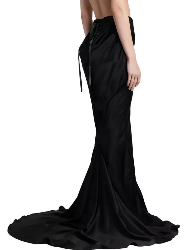 B1ARCHIVE Satin Lace-up Floor-length Skirt - Black