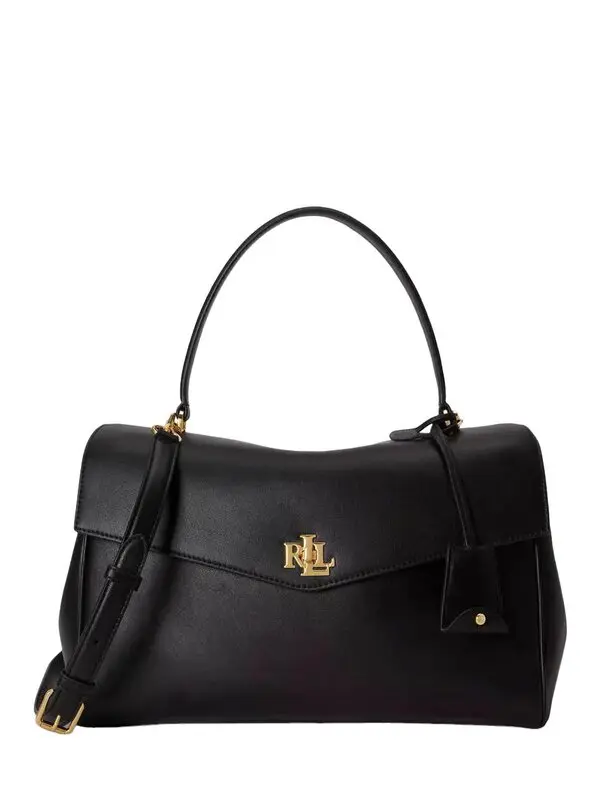 Ralph Lauren Medium Farrah Leather Satchel Bag - Black