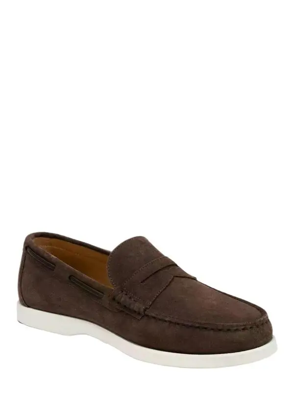 Kiton Suede Penny Loafers - Brown