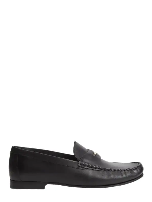 Tommy Hilfiger Th Monogram Logo-plaque Leather Penny Loafers - Black