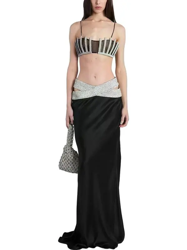 NUE Crystal-embellished Cut-out Maxi Skirt - Black