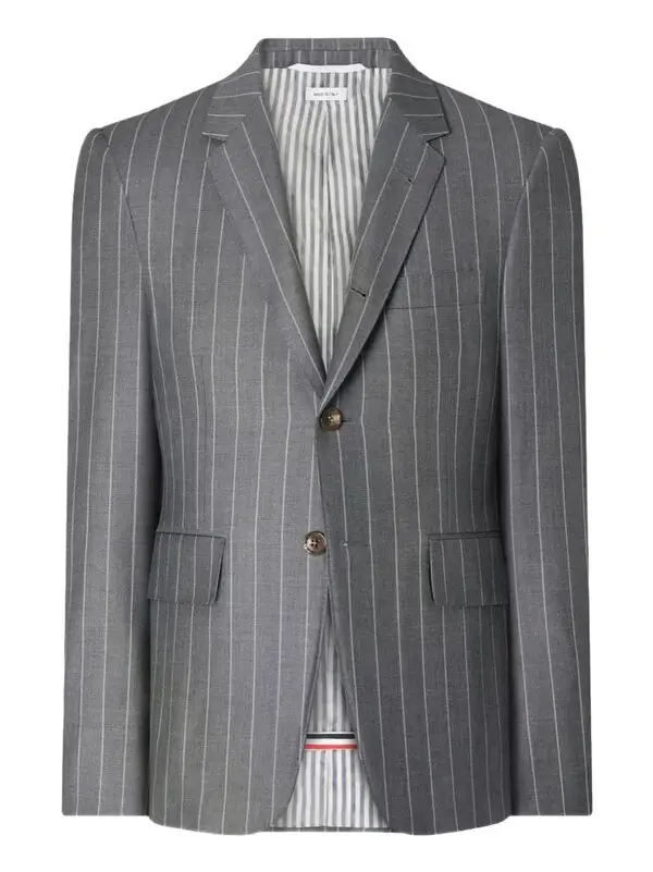 Thom Browne Chalk-stripe Wool Jacket - Grey