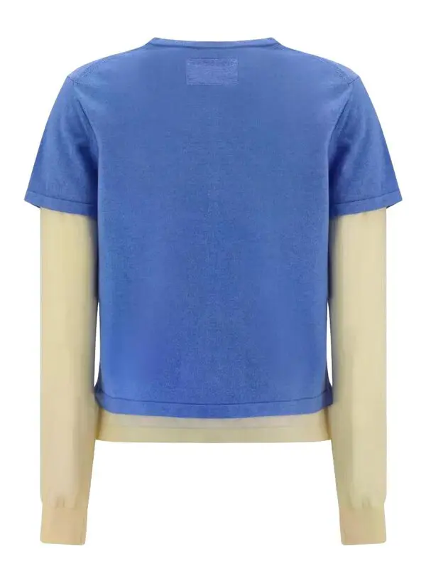 Guest In Residence Layered Effect Fine-knit T-shirt - Blue