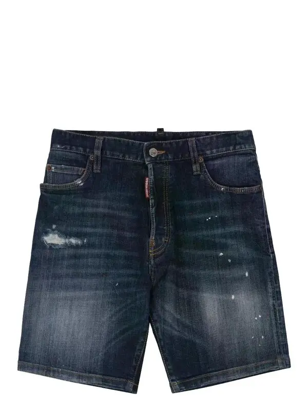 Dsquared2 Paint Splatter Distressed Shorts - Blue