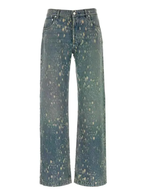 Alexander McQueen Distressed Straight-leg Jeans - Blue