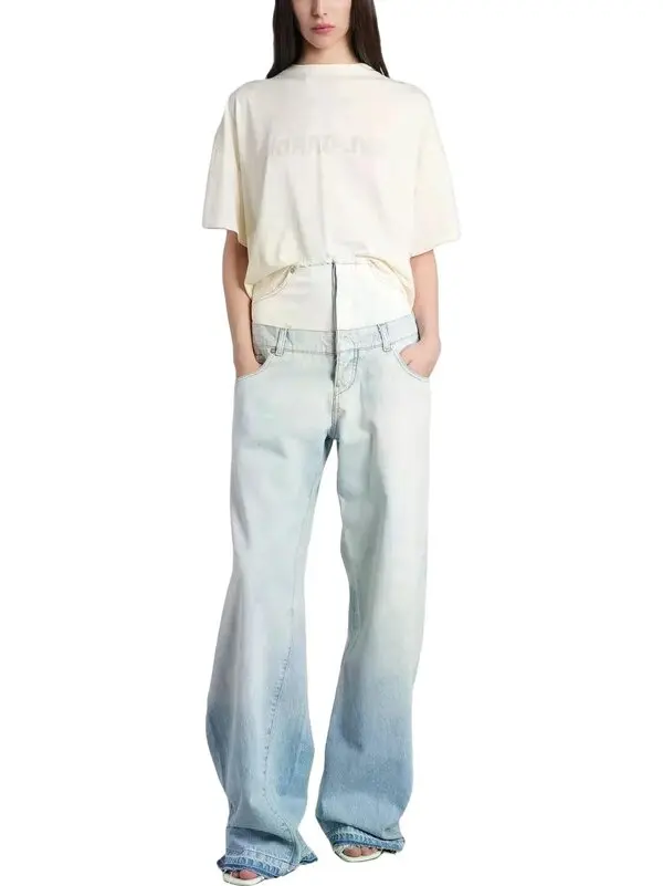 B1ARCHIVE Layered-waist Wide-leg Jeans - Blue