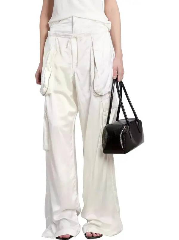 B1ARCHIVE Beige Satin Cargo Pants With Drawstring Waist - Neutrals