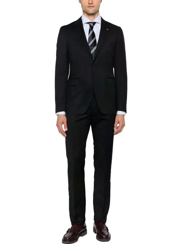 Tagliatore Super 110's Single-breasted Wool Suit - Blue
