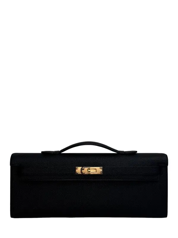 Hermès Kelly Epsom Leather Clutch With Gold Hardware - Black